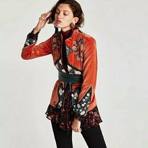 Zara | Jackets & Coats | Zara Embroidered Velvet Jacket Sold Out | Poshmark